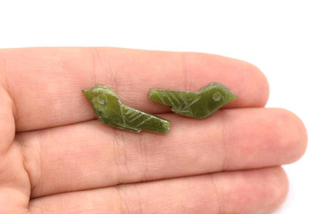 Nephrite/canadian Jade ( Natural ) Bird Beads 1 Pc. 21x8mm Green ...