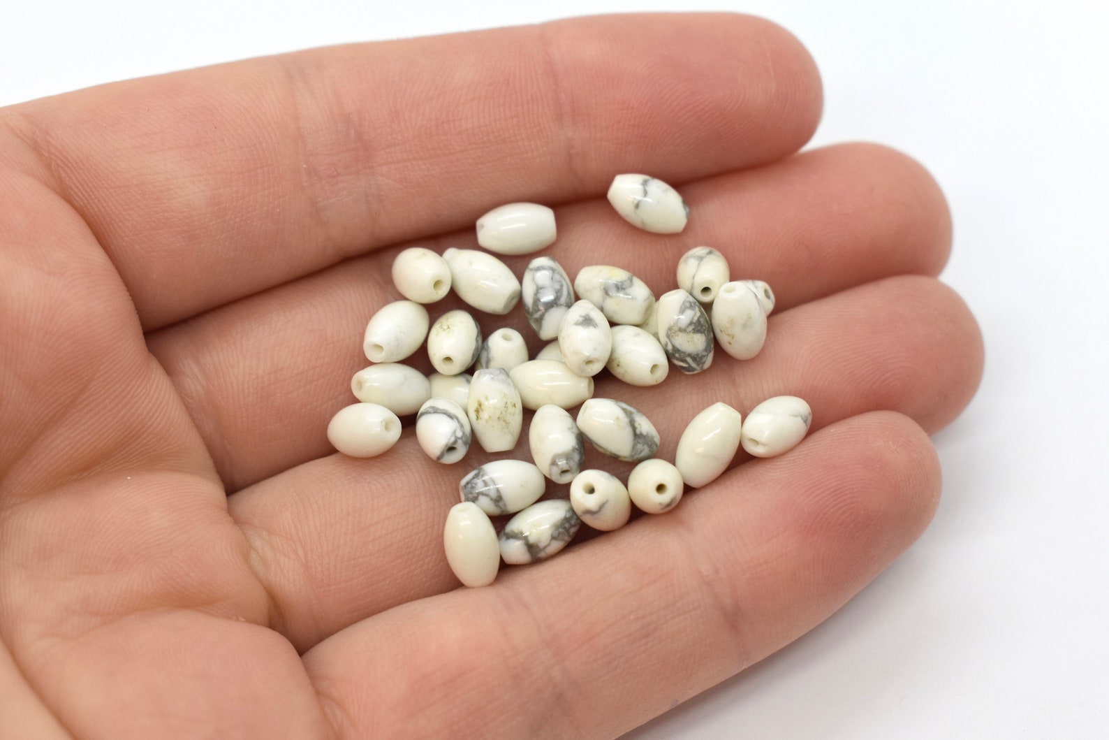 Howlite natural A Grade Rice Oval Gemstone Beads - Etsy