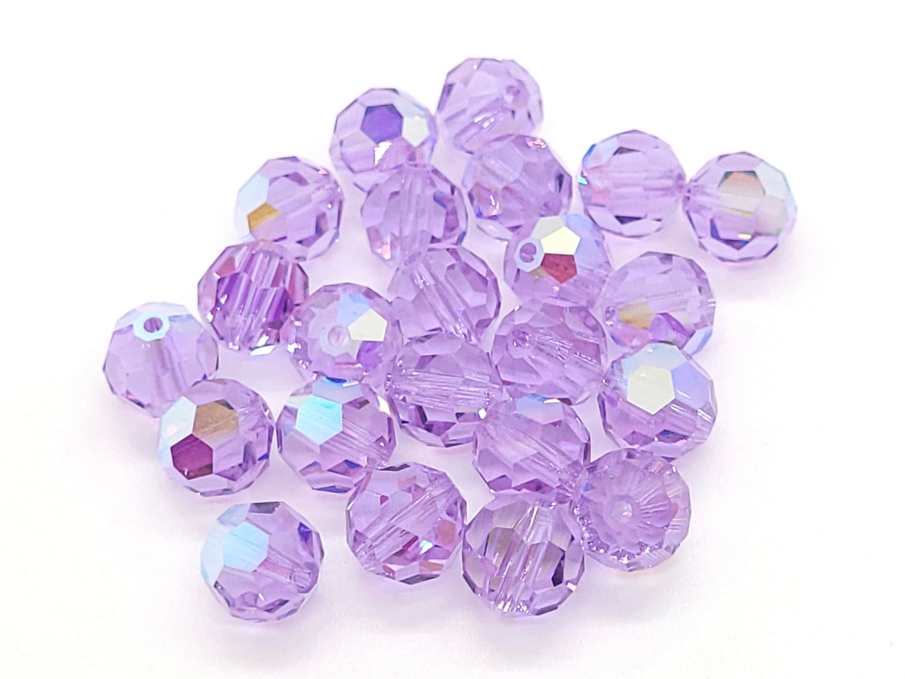 Violet AB Preciosa Czech Crystal Round Beads 6mm, 8mm Round Light ...