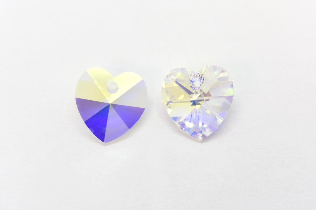 Crystal AB Drop Swarovski Crystal Faceted Heart Pendant (6202) 10mm ...