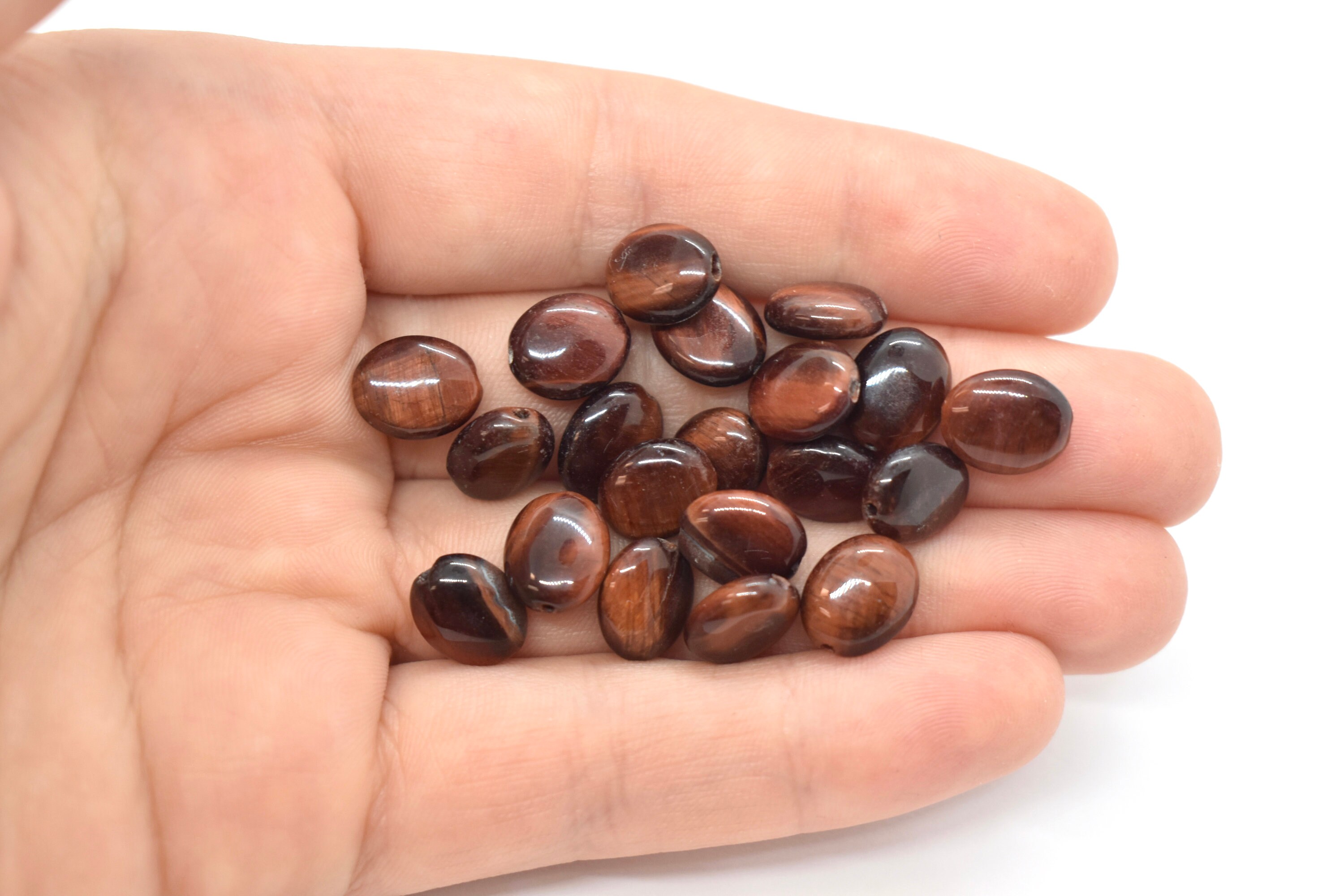 Red Tiger Eye (natural) A Grade Flat Oval Gemstone Beads 8x10mm 10x14mm ...