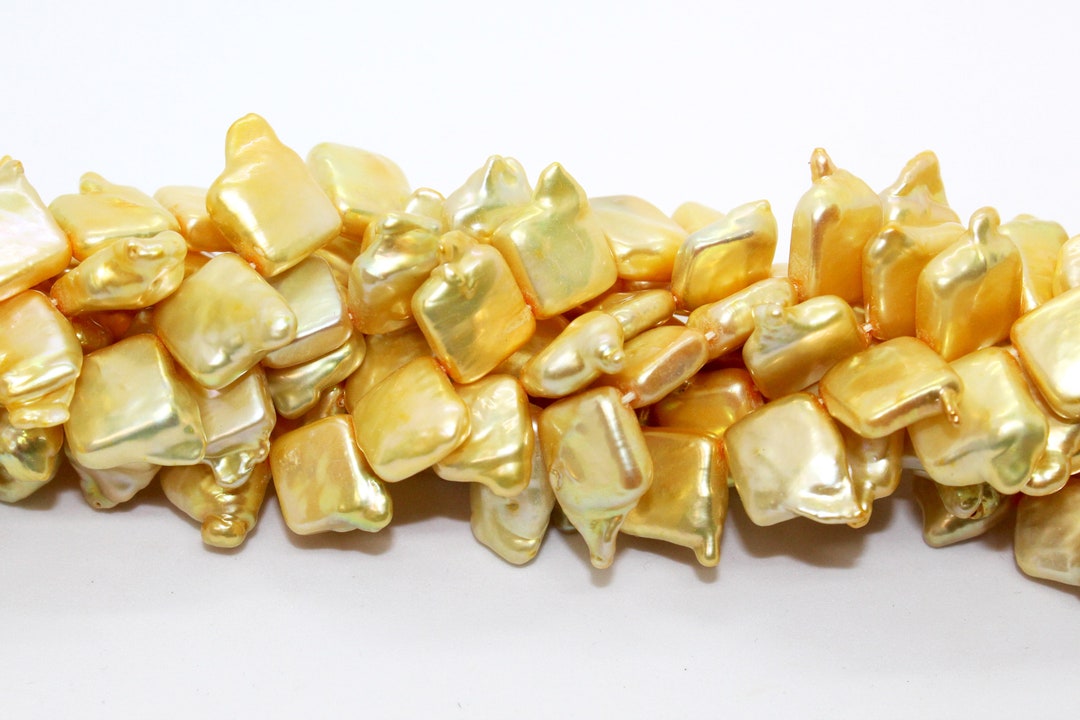 Freshwater Pearl Square (top Drilled) 12x15mm Yellow Gold (color ...