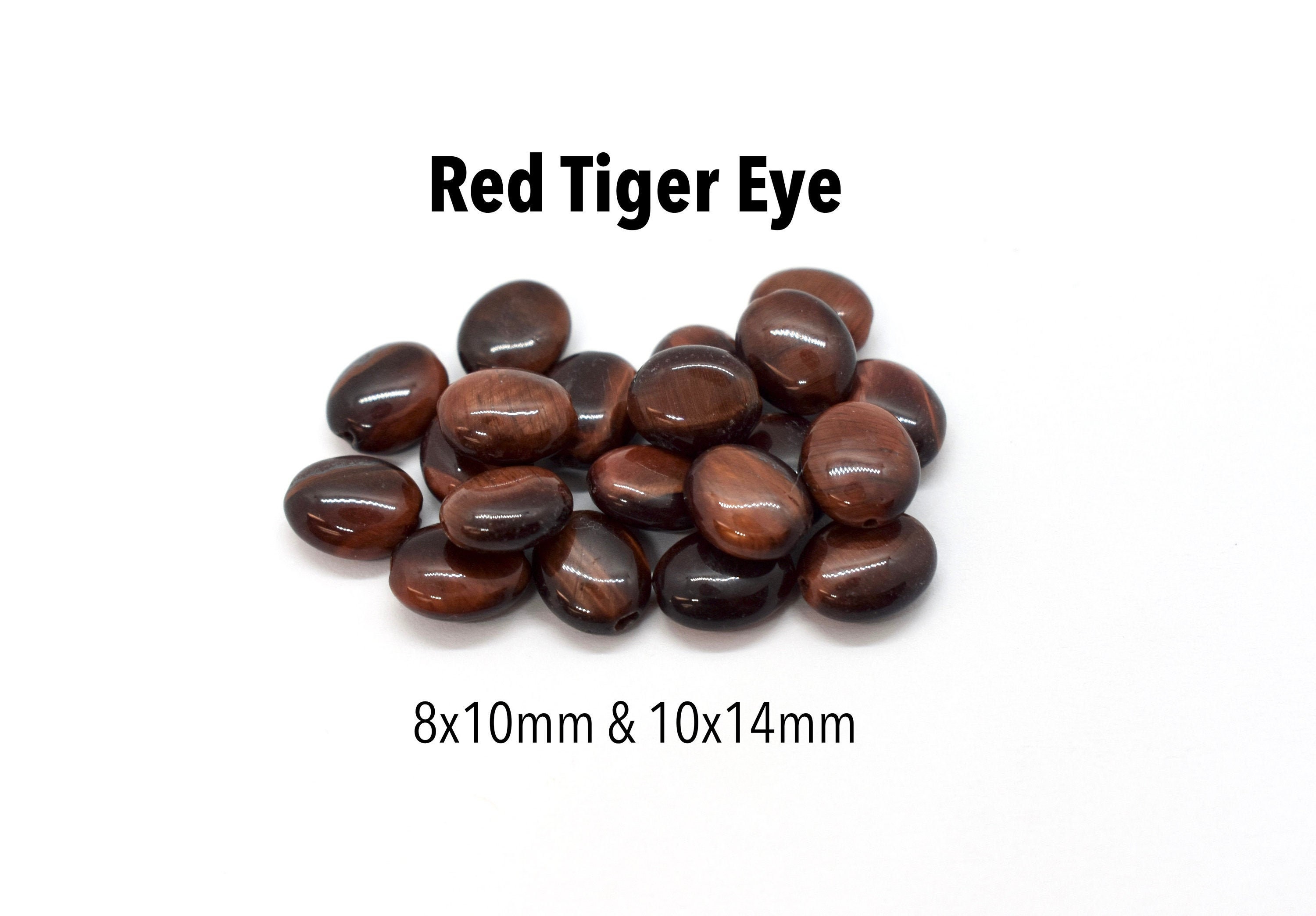 Red Tiger Eye (natural) A Grade Flat Oval Gemstone Beads 8x10mm 10x14mm ...