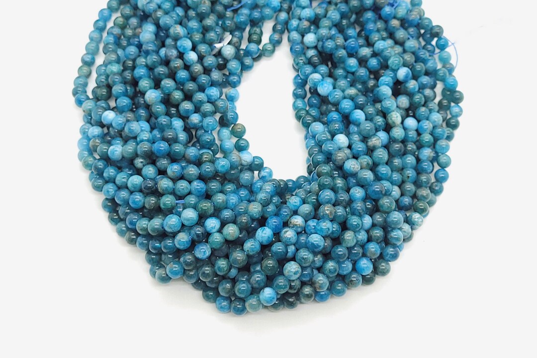 Apatite natural B Grade Smooth Round Gemstone Beads,4mm, 6mm Blue-green ...