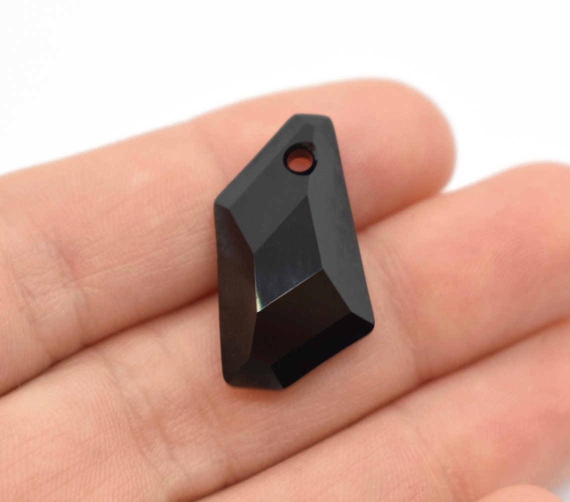 Jet Black Swarovski Crystal De-art Pendant 6670 18mm 24mm | Etsy