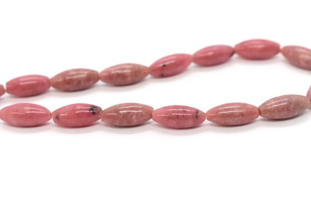 Pink Rhodonite natural Rice/oval Gemstone Beads 5mm X 12mm,beads for ...