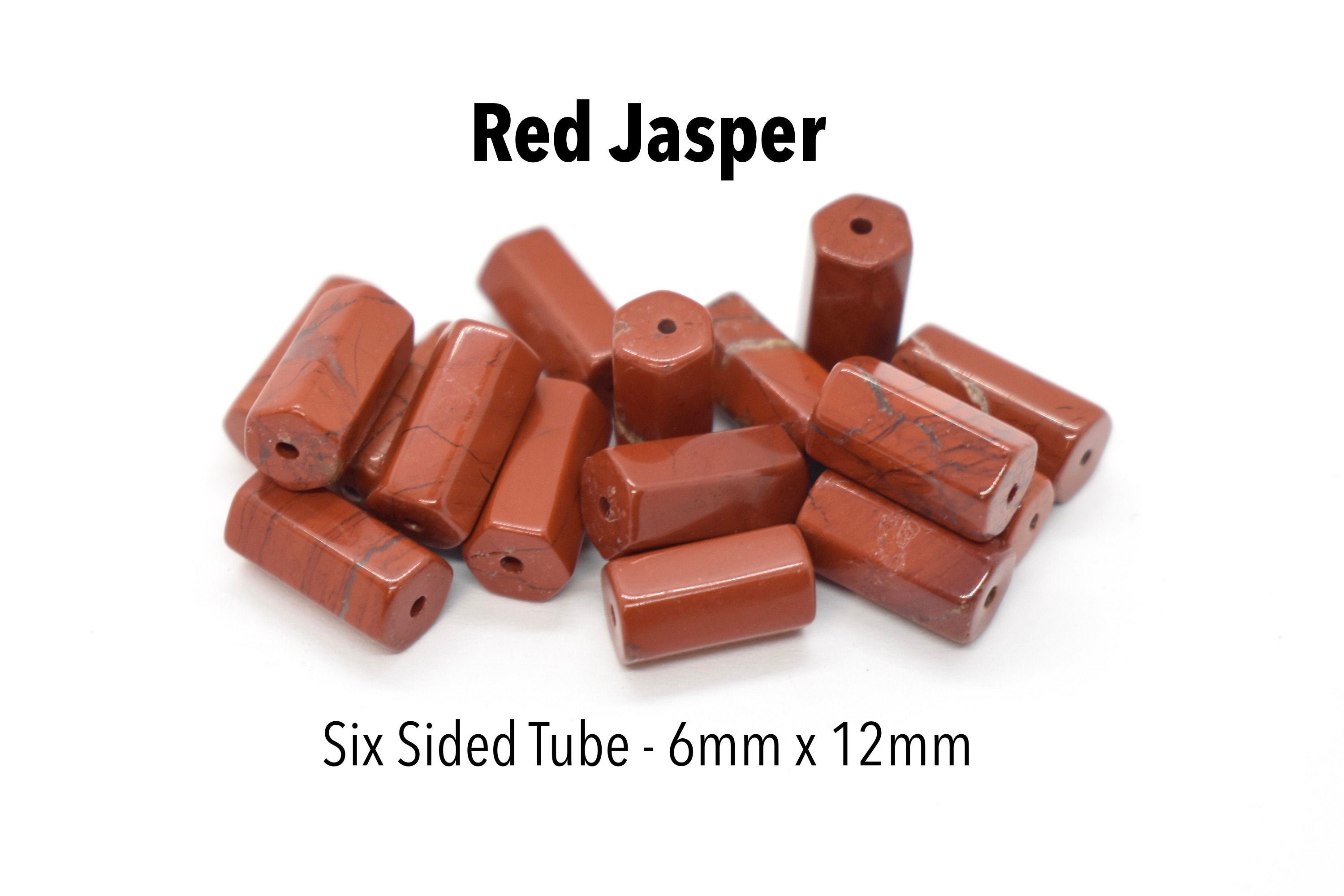 Red Jasper (natural) A Grade, Six Sided Tube Gemstone Beads to Make ...