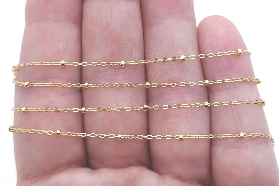 14K Gold Filled Beaded Cable Chain With Gold Filled Rondelles, Beaded ...
