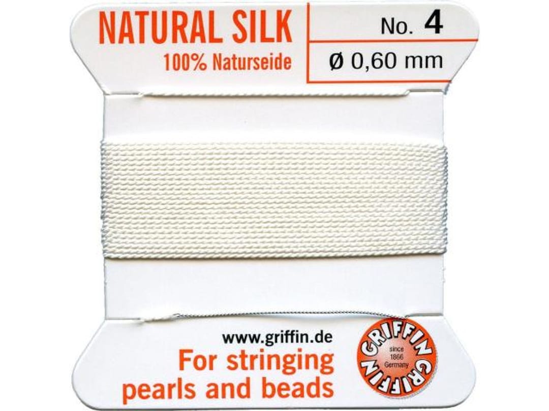 White Griffin 100% Natural Silk Thread, Size No. 2,4 6, 8, 10, 14, 16 ...