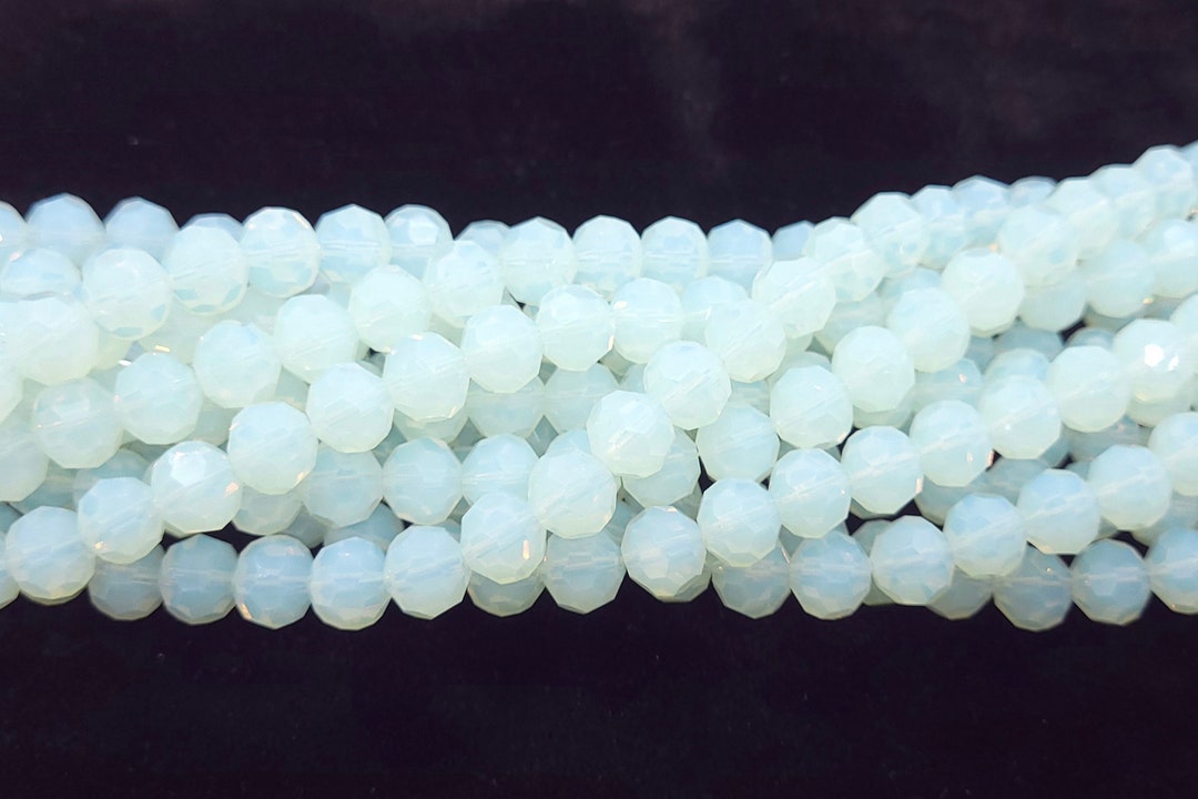 Opalite man Made Sea Opal Glass Faceted Round Beads, 10mm Opalite Glass ...