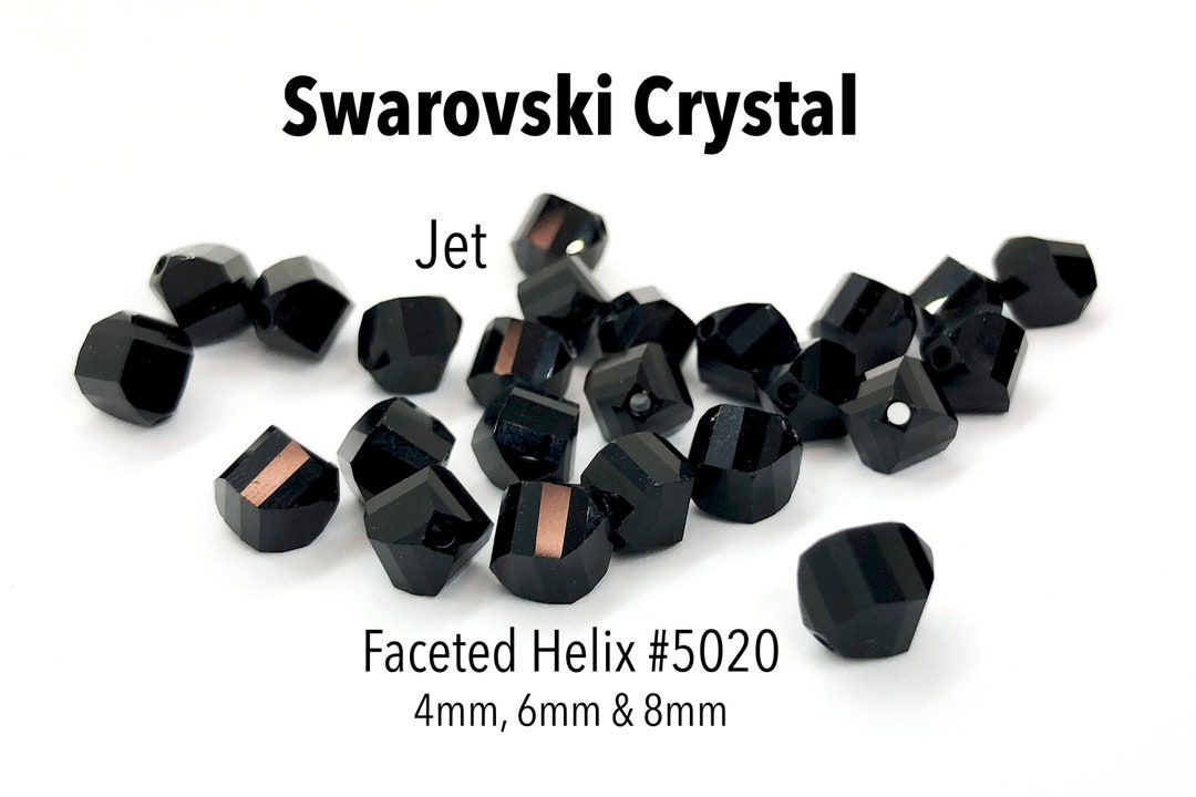 Jet Swarovski Crystal Faceted Helix Beads 5020 4mm, 6mm, Unusual Shape Black Swarovski Beads ...