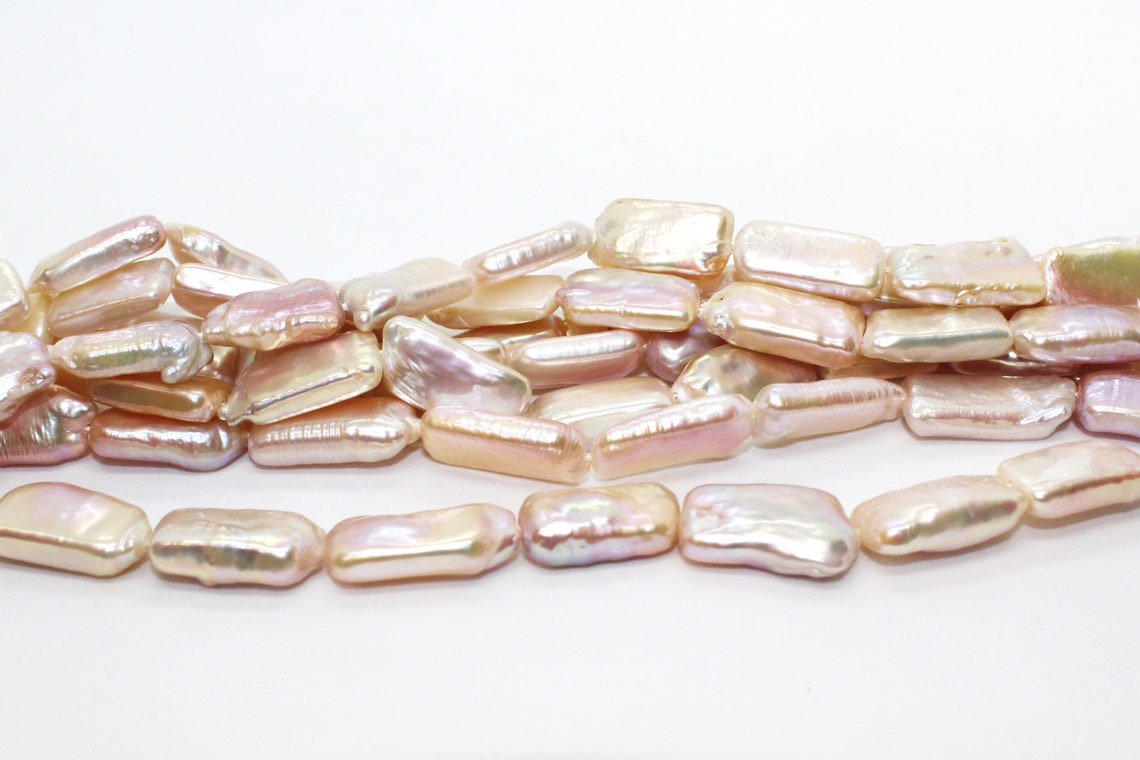 Freshwater Pearls, Rectangle (long Drilled) Pink (natural) 9x17mm 20 ...