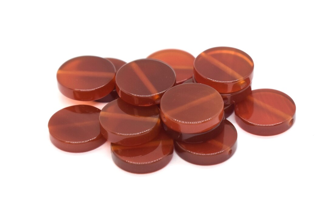 Carnelian (dyed / Heated) Coin Gemstone Beads - 6mm, (32 Beads) Red ...