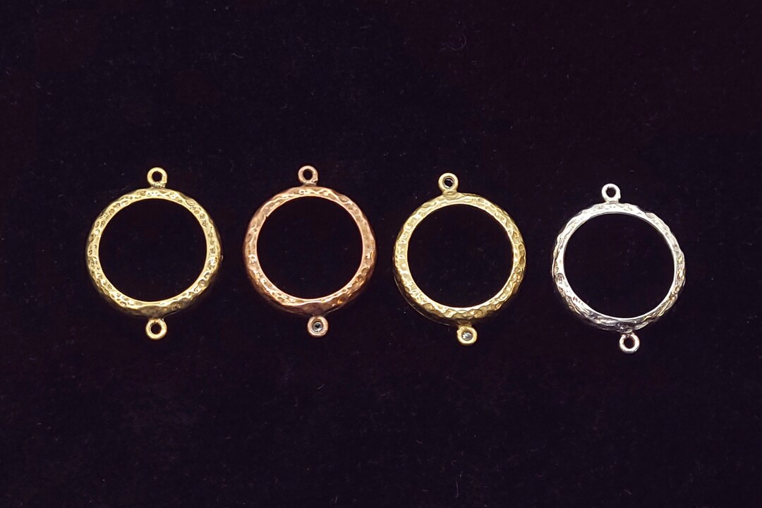 18mm Double Loop Rivoli Setting Hammered or Plain Gunmetal, Brass ...