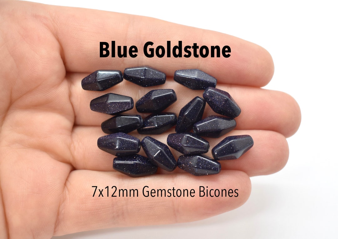 Blue Goldstone (man Made) Gemstone Six Sided Bicone Beads for Jewelry ...