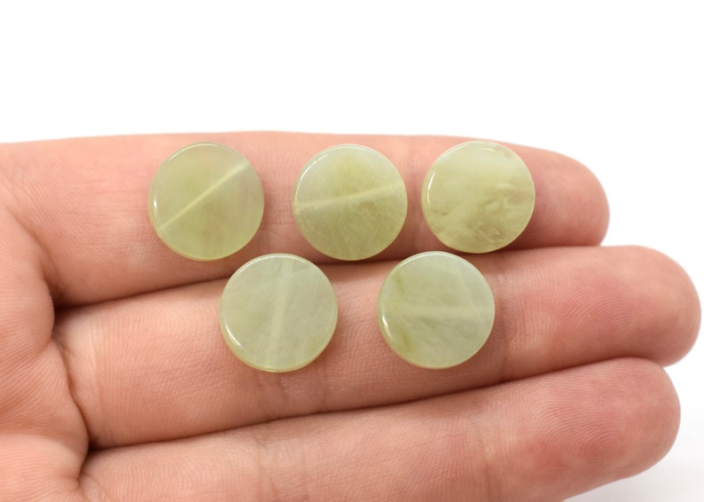 New Jade / Serpentine (natural) A Grade Gemstone Coin/dime Beads 6mm ...