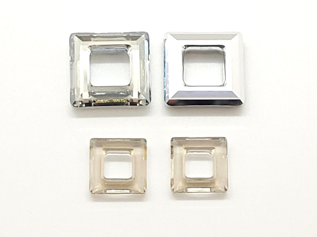 Crystal Silver Shade Swarovski Crystal Square Ring Pendant (4439) 14mm ...