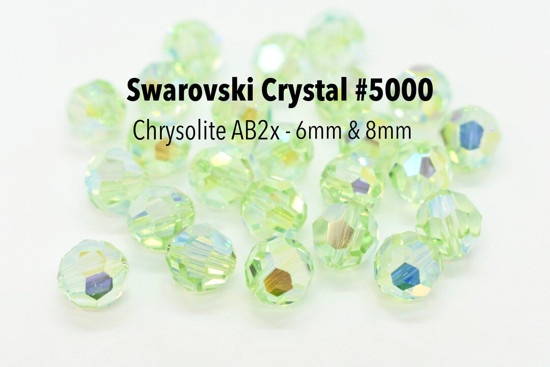Chrysolite Ab2x 5000 Green Swarovski Crystal Round Beads, 6mm 8mm ...