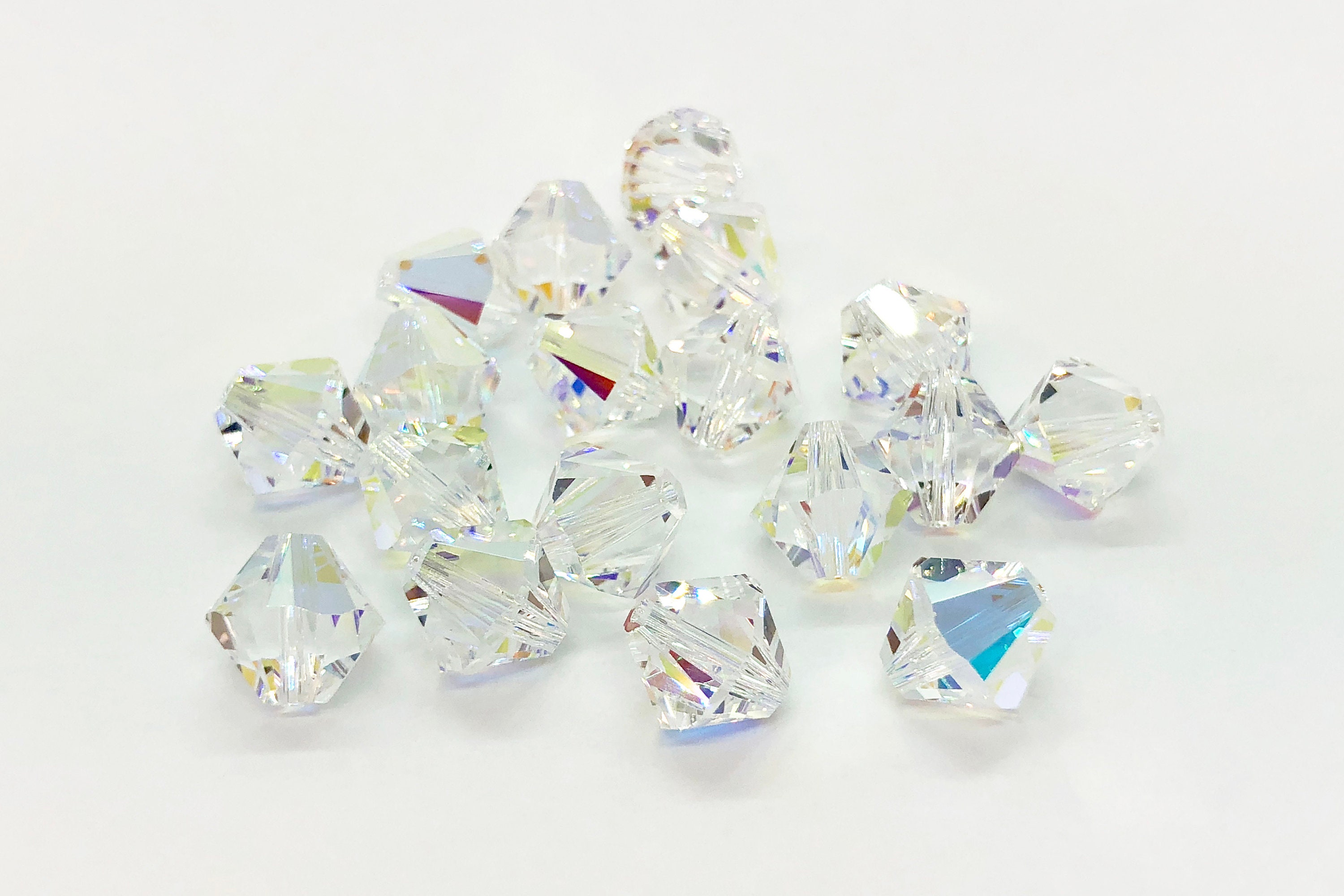 Crystal AB Preciosa Czech Crystal Bicone Beads, 3mm, 4mm, 6mm ...