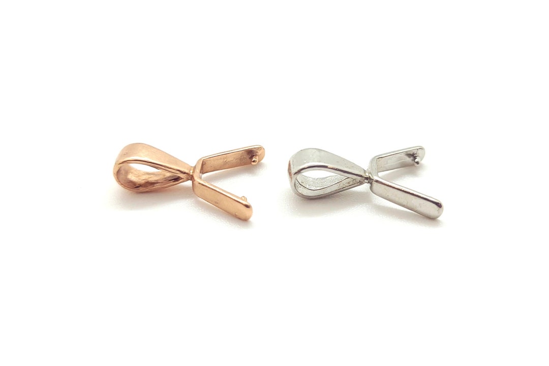 Small Pinch Bails With Large Loop, Copper or Rhodium Plated Brass Pinch ...
