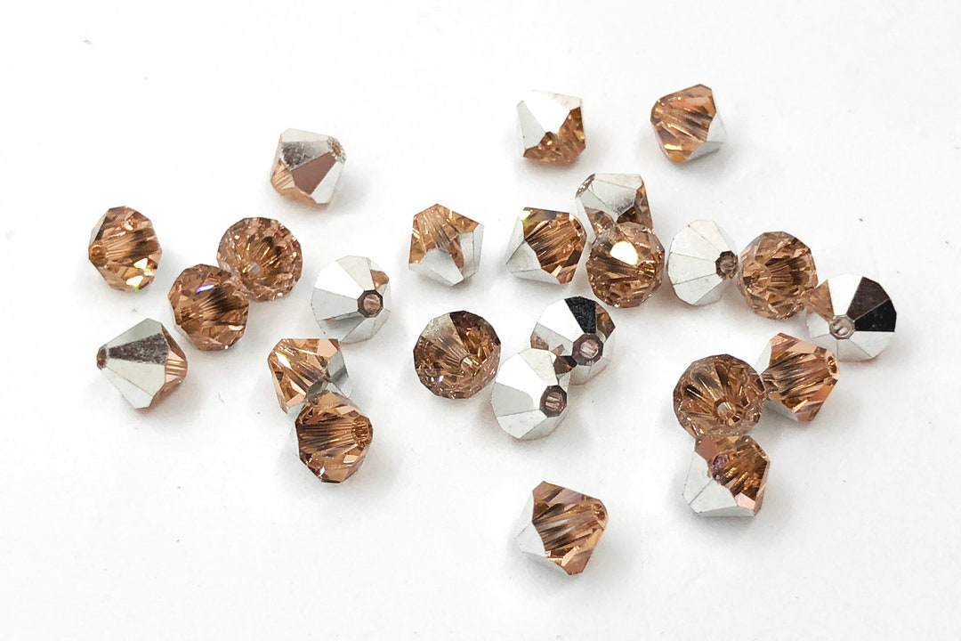 Light Peach Comet Argent Light 5301/5328 Swarovski Crystal Bicone Bead ...