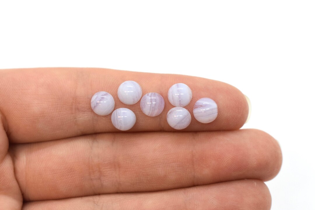 Blue Lace Agate (vintage) Cabochon, Round, Calibrated, Flat Back, 5mm ...