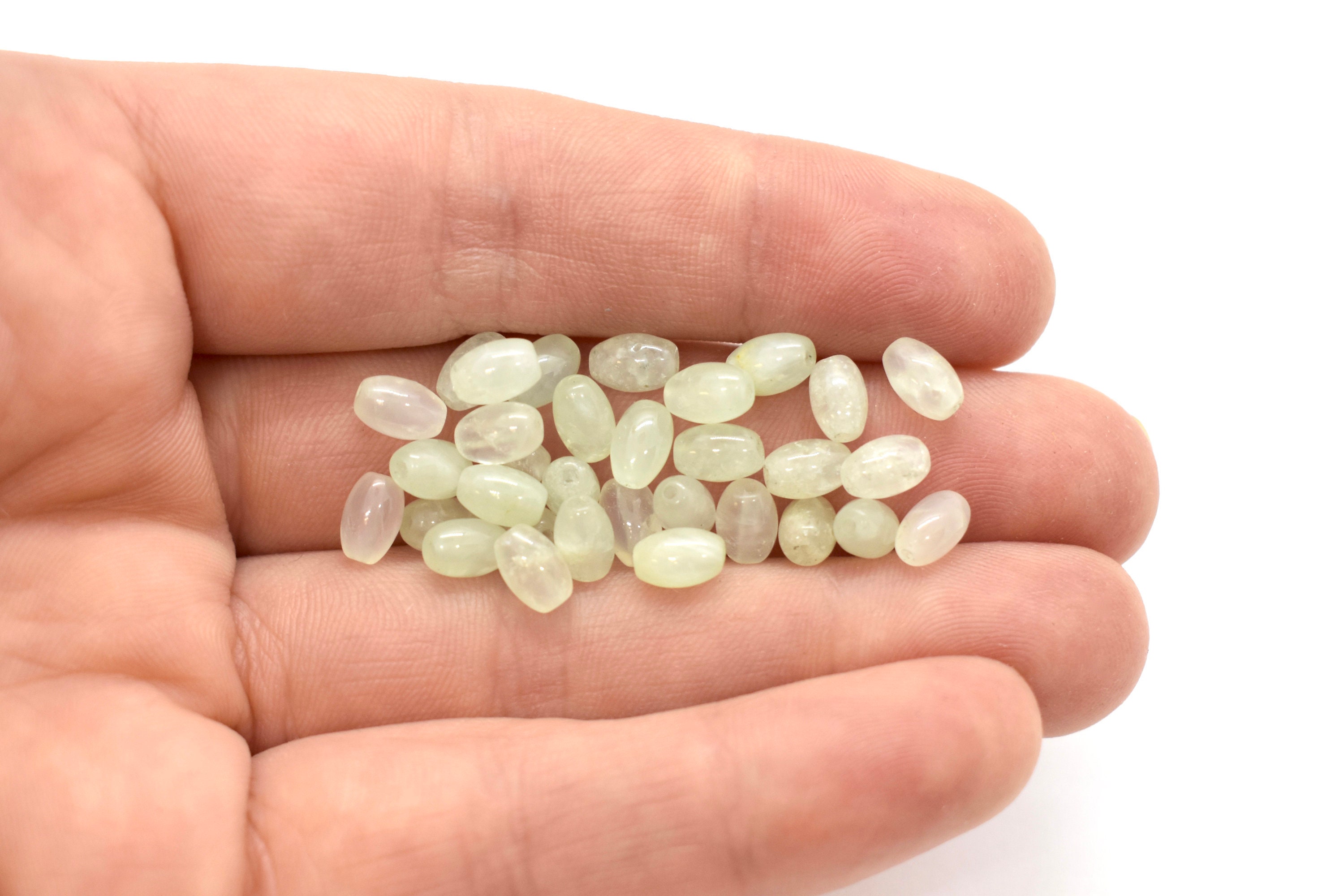 Prehnite Natural A Grade Rice/Oval Gemstone Beads 4x6mm | Etsy