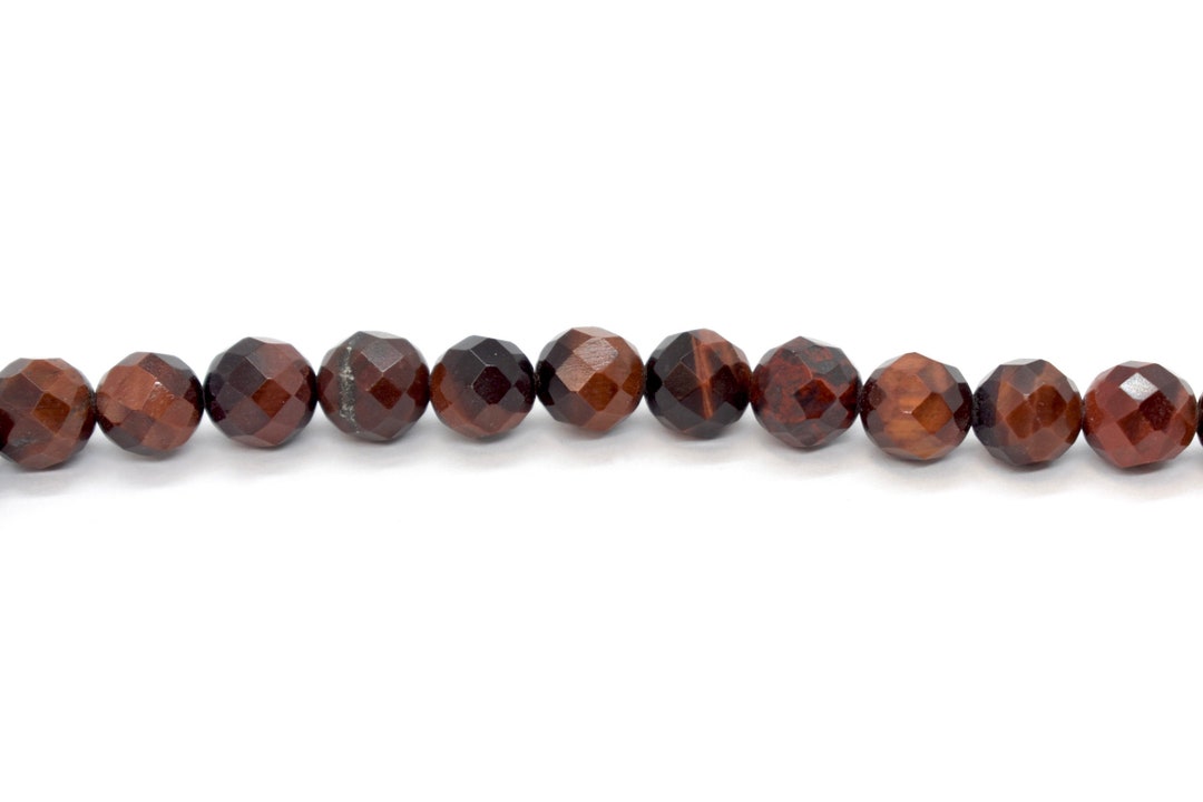 Red Tiger's Eye Natural Faceted Disco Cut Round Gemstone Beads 8mm, 16 ...