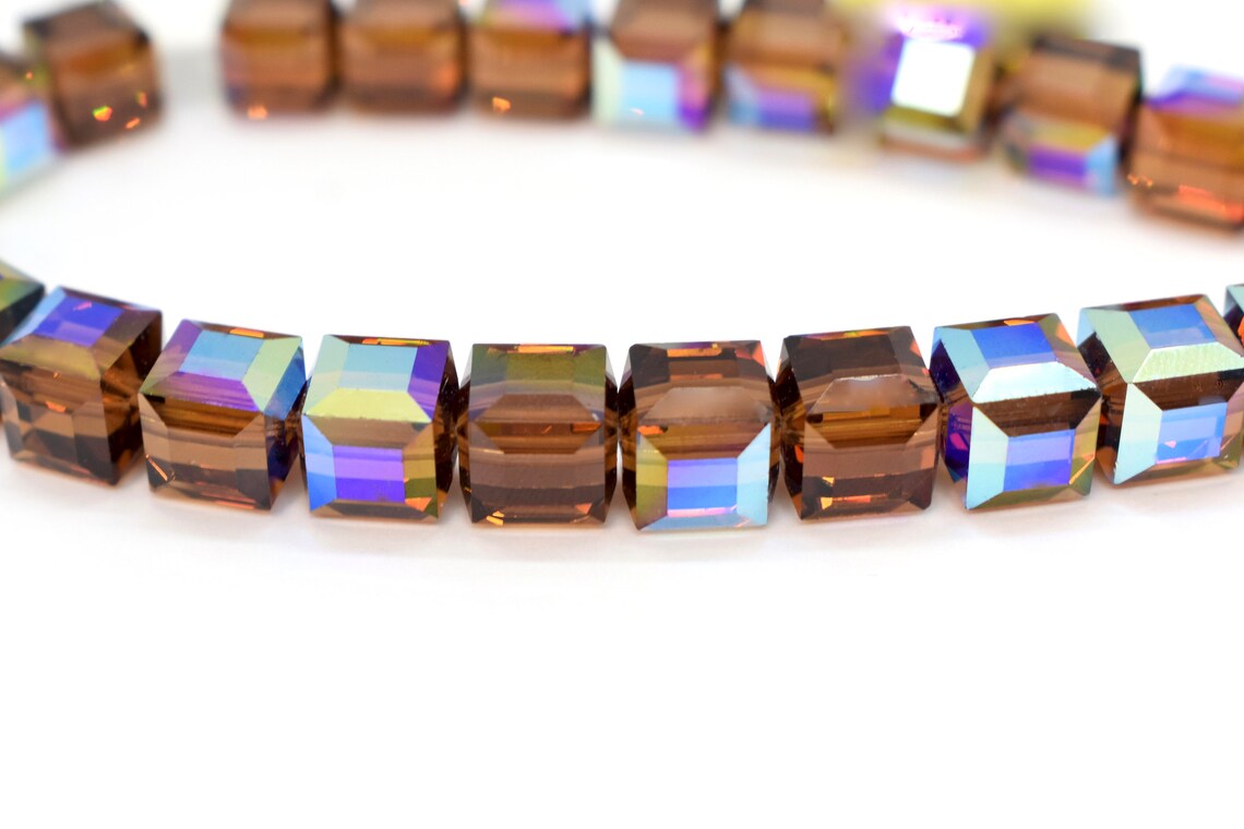 Smoked Topaz AB 5601 Swarovski Crystal Cube Beads 4mm 6mm 8mm - Etsy