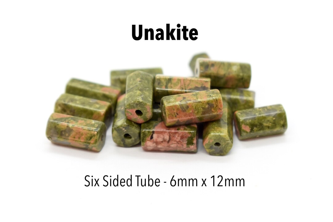 Unakite Natural A Grade Six Sided Tube Gemstone Beads - Etsy