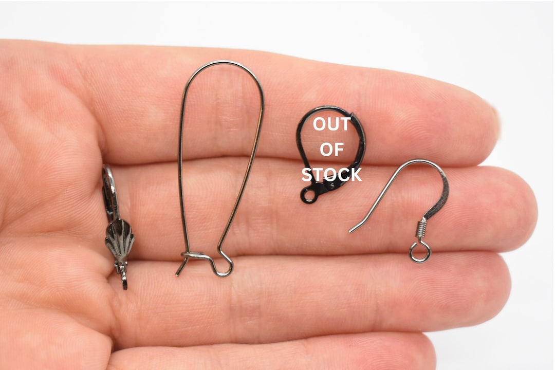 Gunmetal Plated French Hook, Kidney & Leverback Ear Wires - Dark Gray ...