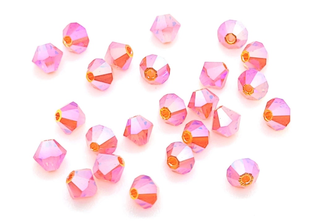 Hyacinth AB2X Preciosa Czech Crystal Bicone Beads,orange Rainbow 4mm ...