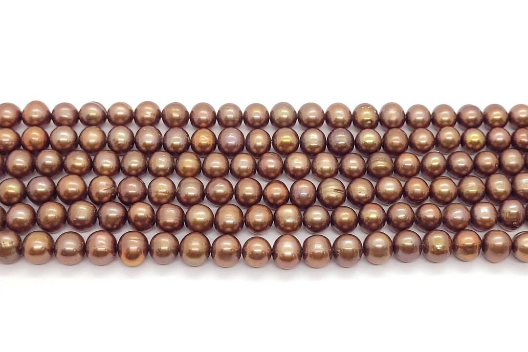 Bronze/brown Peacock Almost Round 9mm 15 Inch Strand Freshwater Pearls ...
