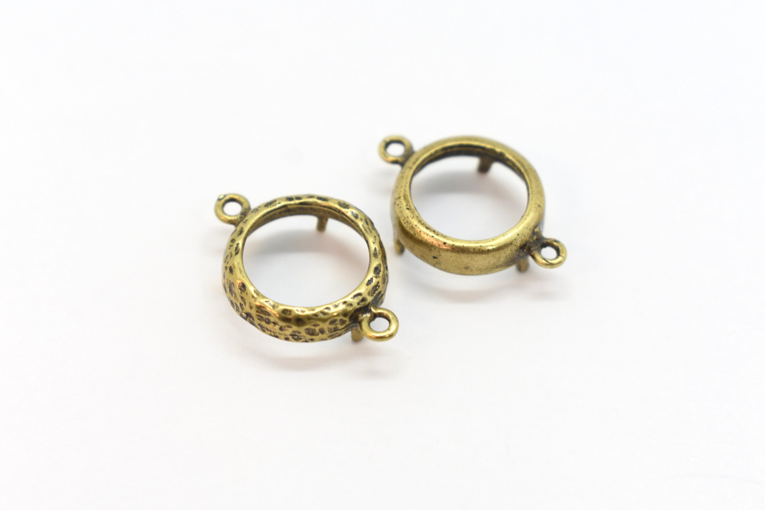 Double Loop Rivoli Setting 12mm Hammered or Smooth | Etsy