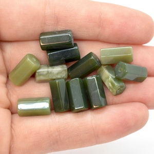 Green Imperial Jasper (natural) A Grade, Six Sided Tube Gemstone Beads ...