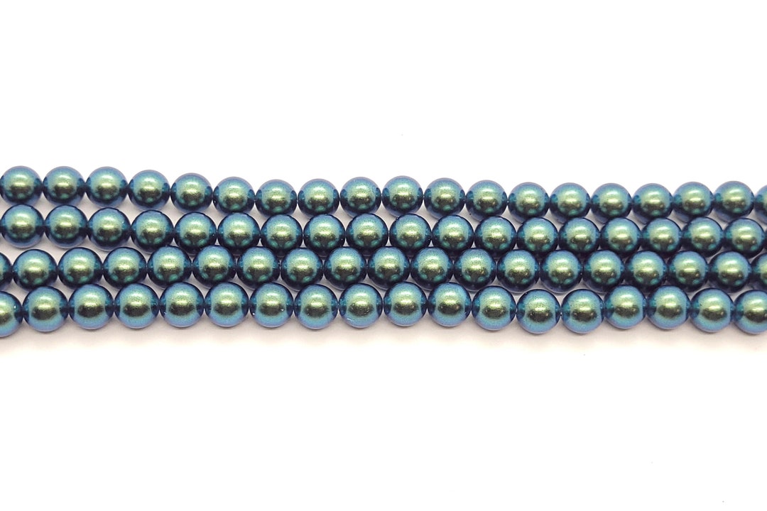 Pearlescent Peacock Green Preciosa Czech Crystal Round Pearls, 6mm, 8mm ...