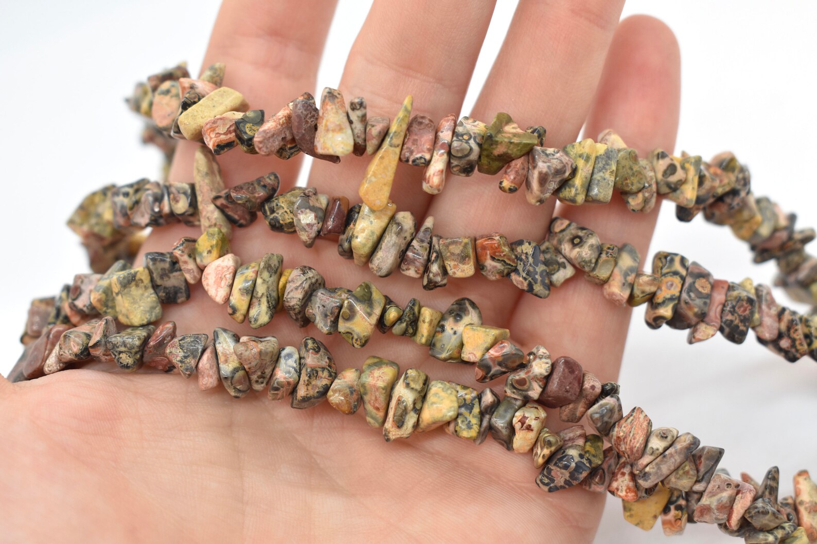 Leopard Skin Jasper (natural) A Grade Chip Gemstone Beads - 10mm, 36 ...