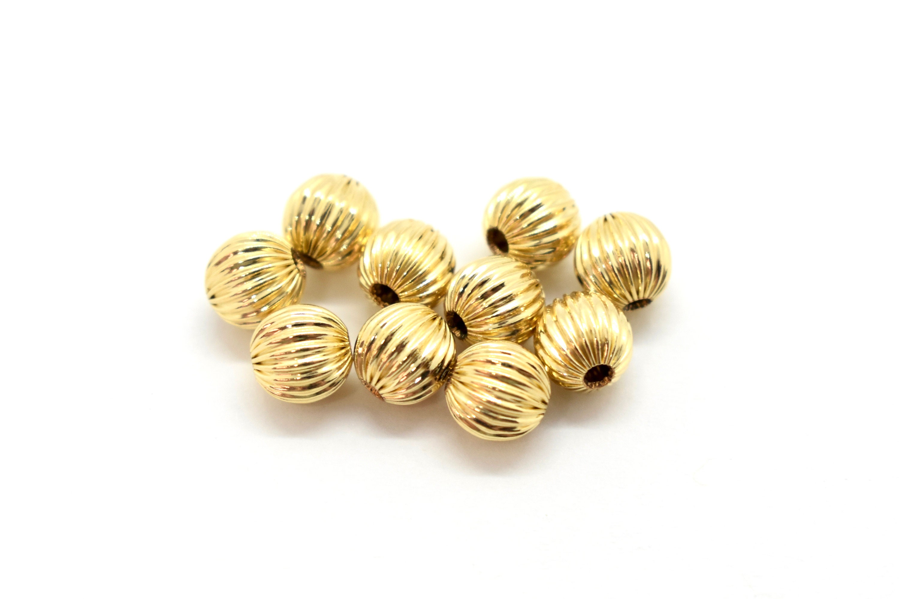 Gold Filled 14K Corrugated Round Beads for Jewelry Making 4mm, Gold ...