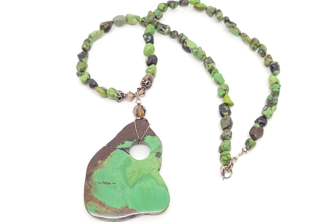 Turquoise Slab Necklace, Mojave Turquoise Necklace, Handmade Statement ...