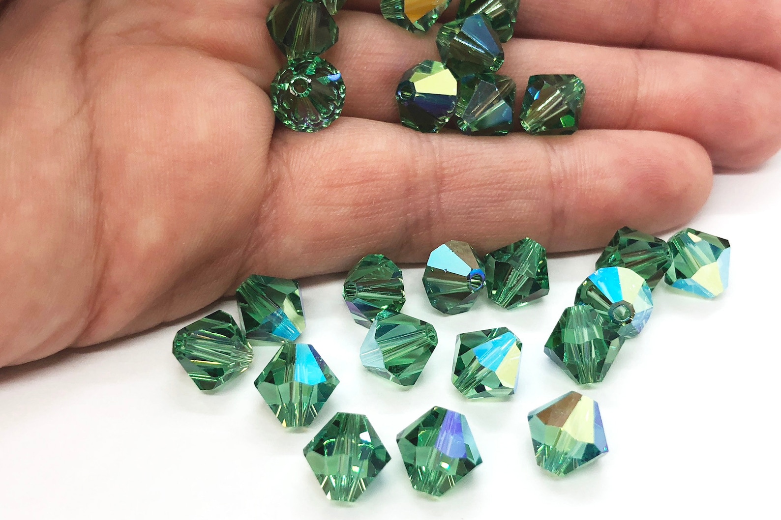 Erinite AB 5301/5328 Green Rainbow Swarovski Crystal Bicone - Etsy