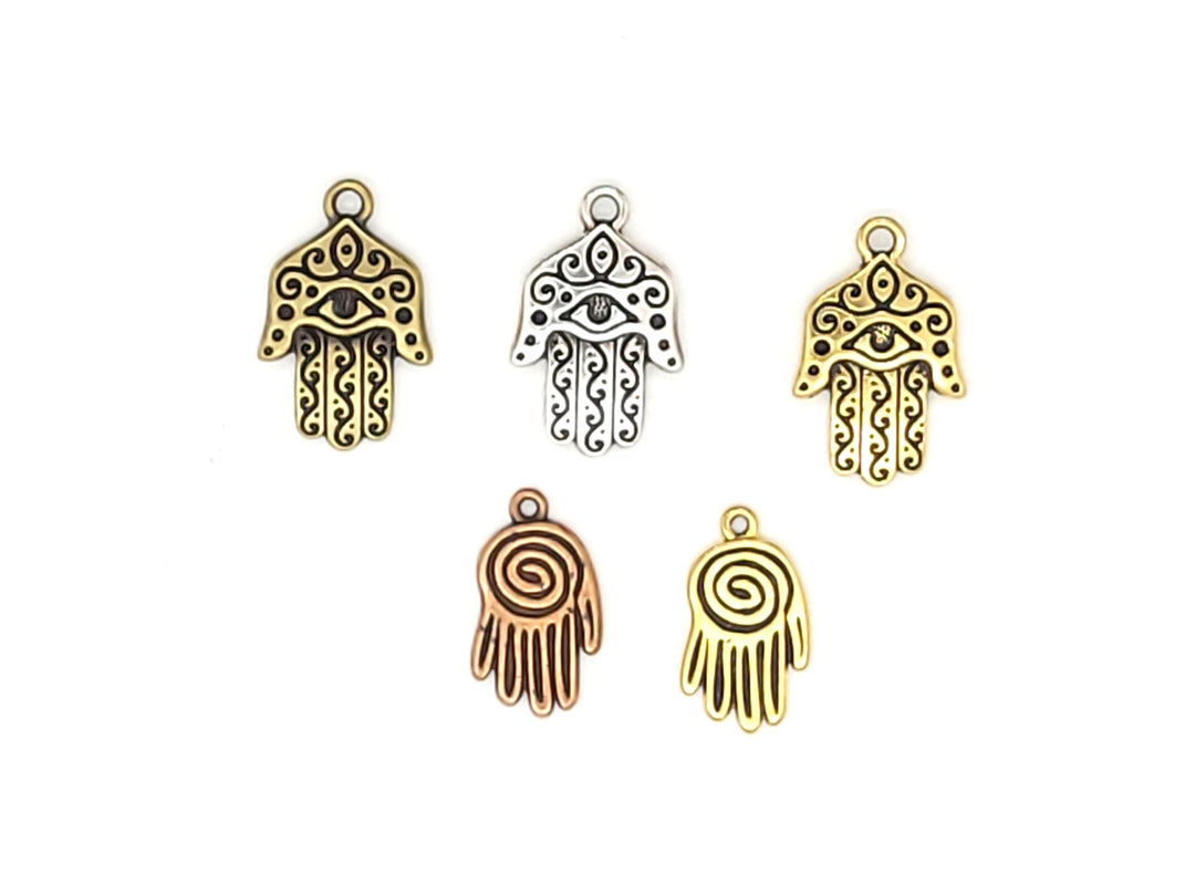 Tierracast Hamsa Hand or Spiral Hand Charms,silver Hamsa, Brass Hamsa ...
