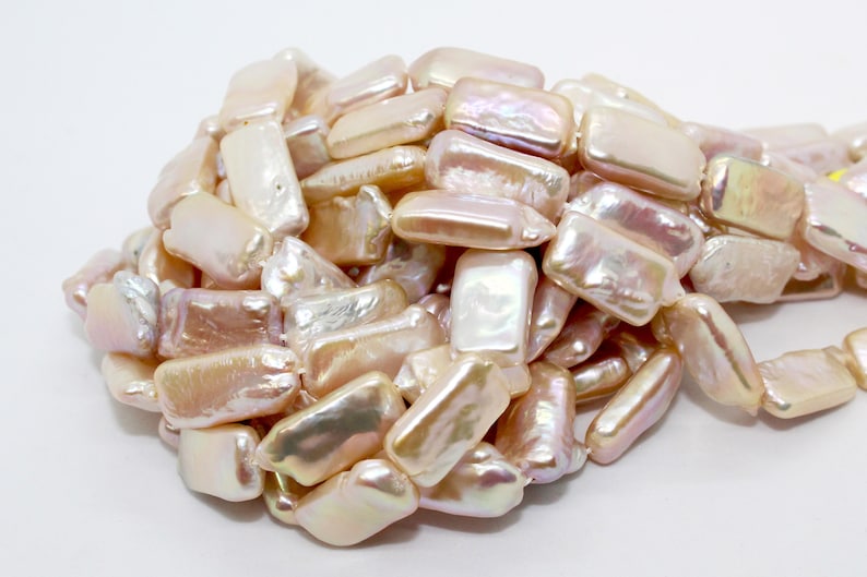 Freshwater Pearls, Rectangle (long Drilled) Pink (natural) 9x17mm 20 ...