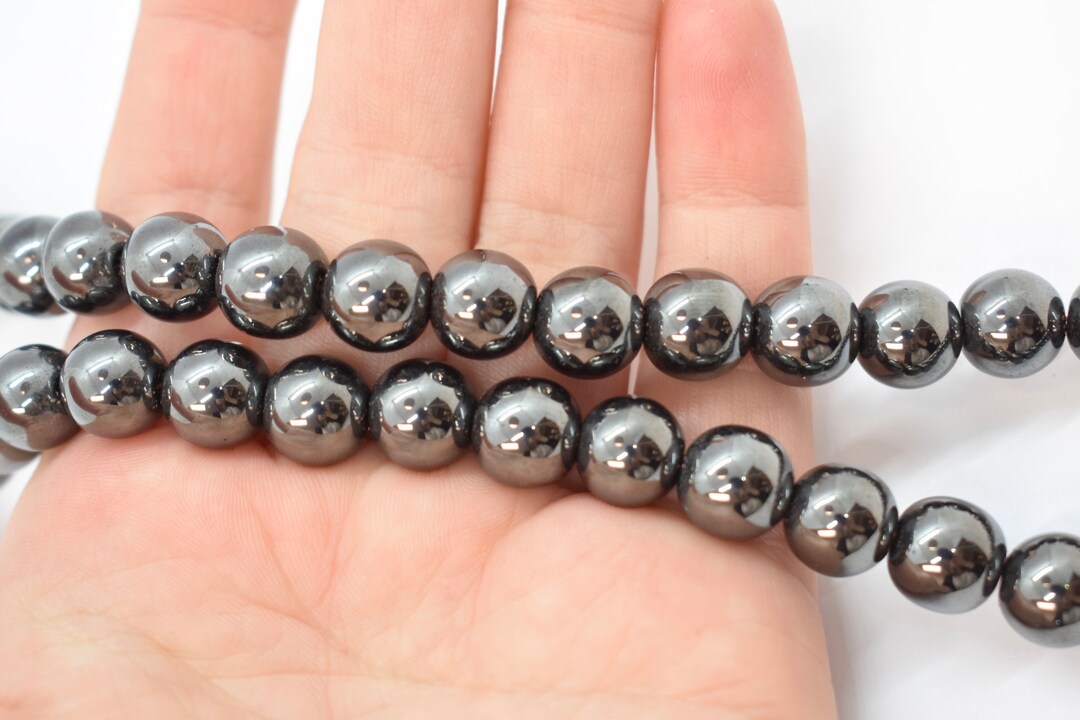 Magnetic "hematite" (hematine) Smooth Round Gemstone Beads 4mm, 6mm ...