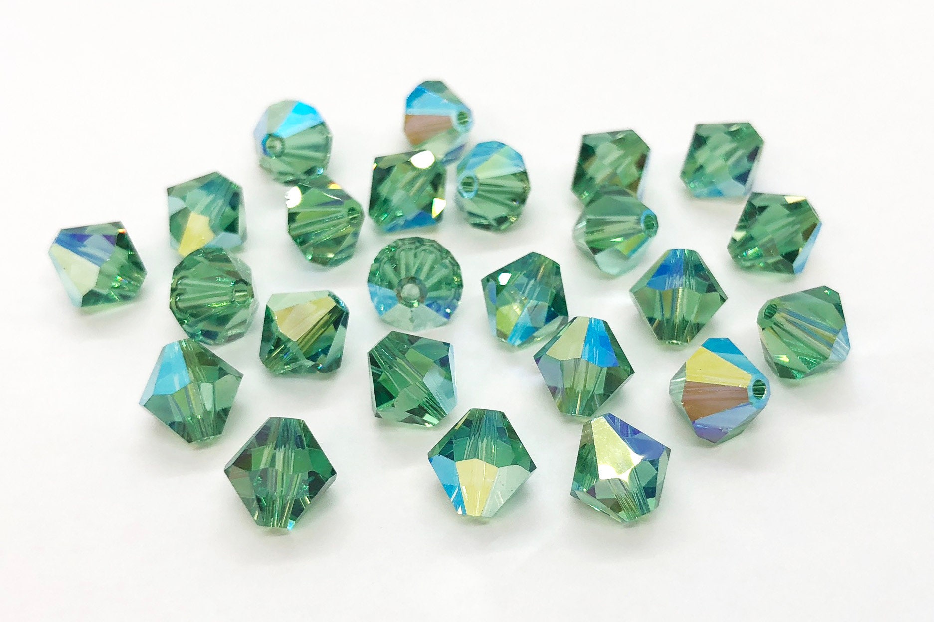 Erinite AB 5301/5328 Green Rainbow Swarovski Crystal Bicone - Etsy