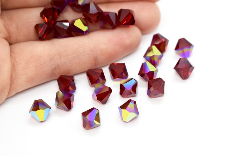 Siam AB 5301/5328 - Dark Red Color Swarovski Crystal Bicone Beads 5mm ...