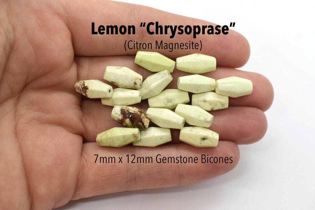 Lemon Chrysoprase Citron Magnesite,natural,a Grade,6 Sided Double Cone ...