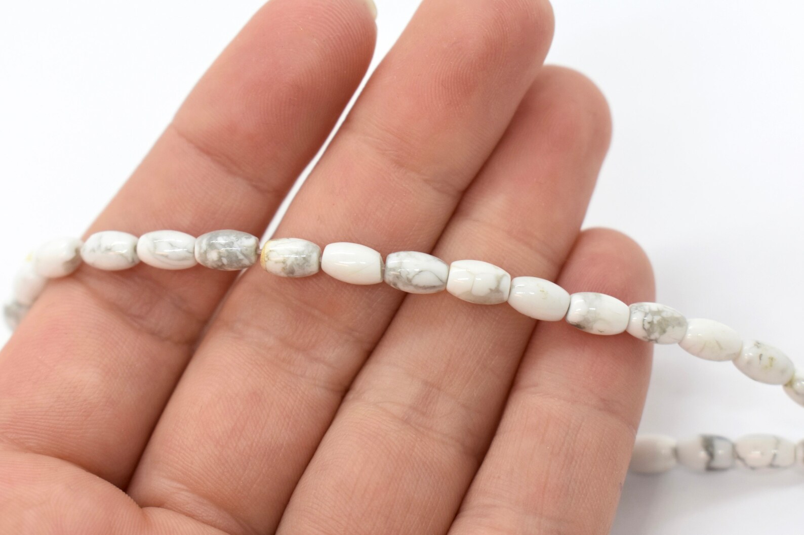 Howlite natural A Grade Rice Oval Gemstone Beads - Etsy