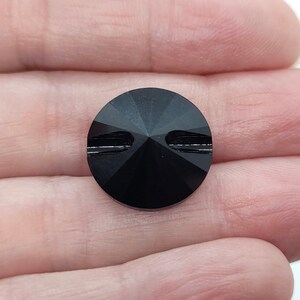 Jet Hematite Swarovski Crystal Faceted Rivoli Button 3015, 16mm Dark Grey Rivoli With Button ...