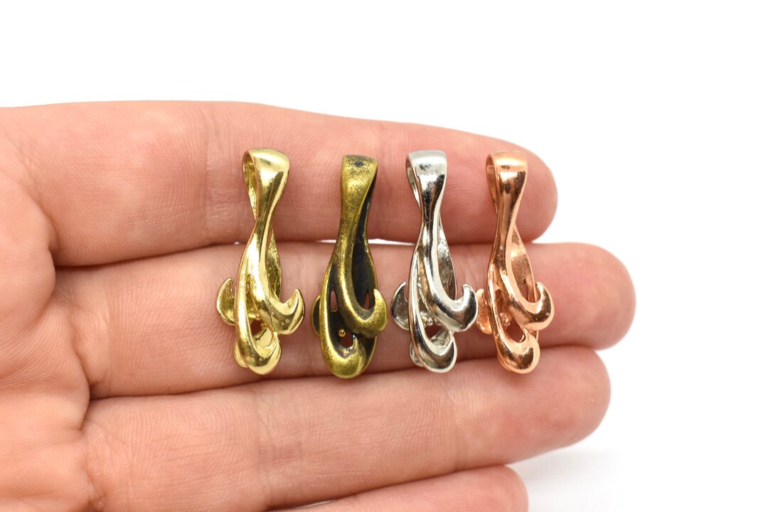 Copper, Gold & Rhodium Swirl Pinch Bail, 1 Piece - JBB Findings 8x27mm ...