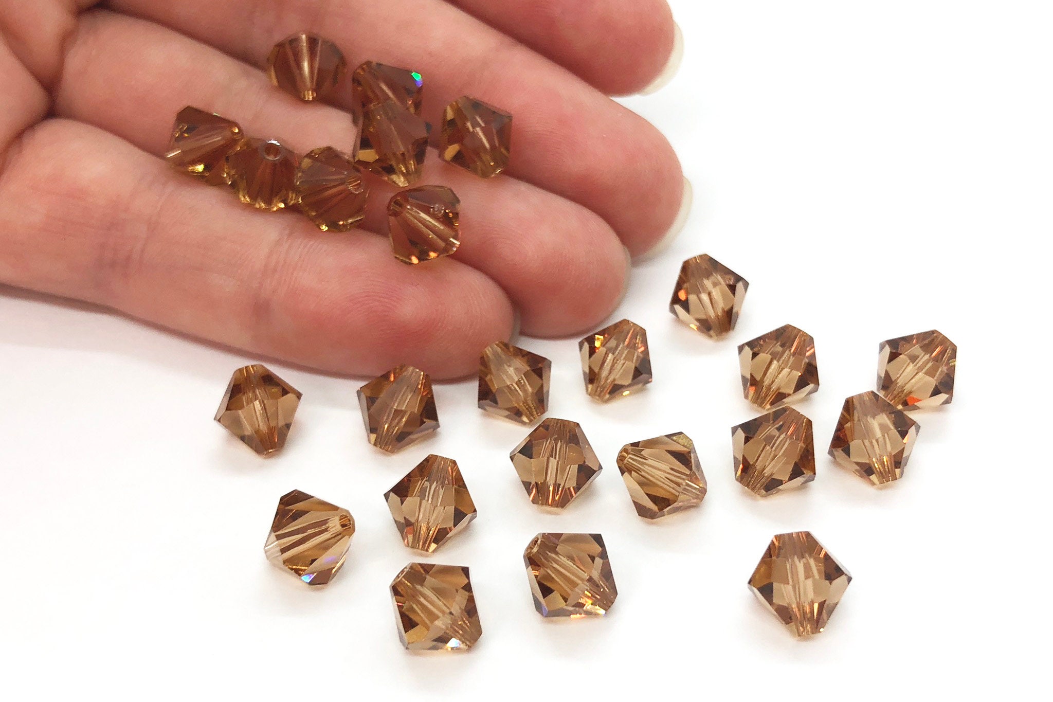 Light Colorado Topaz 5301/5328 Tan Swarovski Crystal Bicone | Etsy
